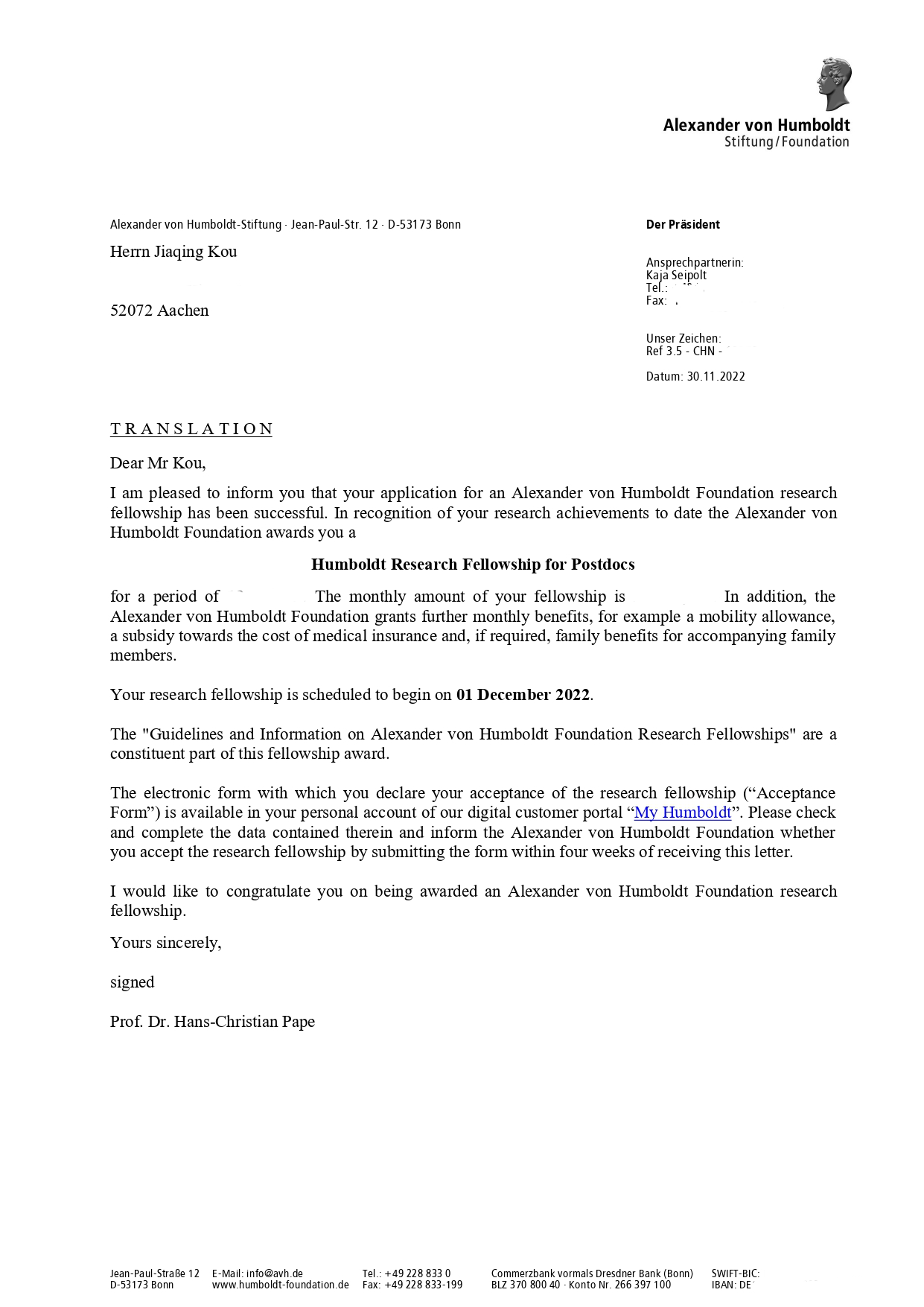 航空学院毕业生寇家庆入选德国“洪堡学者”项目-航空学院